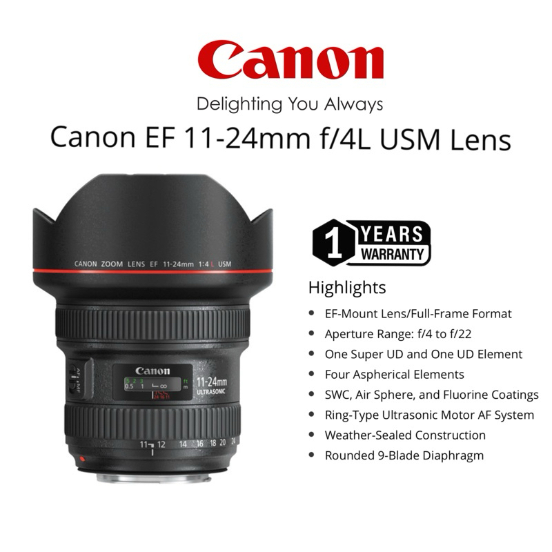 CANON EF 11-24MM F/4L USM LENS ORIGINAL (1 YEARS WARRANTY) FULL FRAME ...
