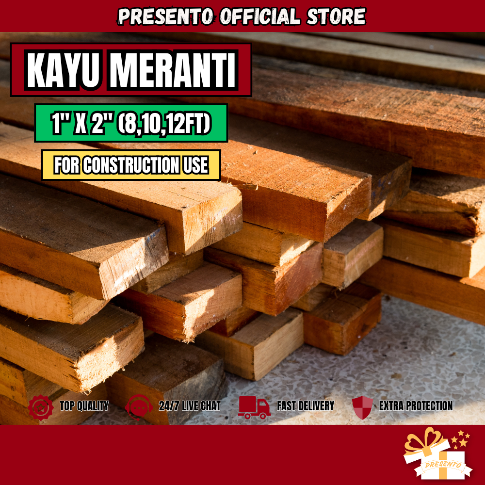 1"x2" (8-12ft) Meranti Wood For Construction Use / Kayu Meranti / Kayu ...