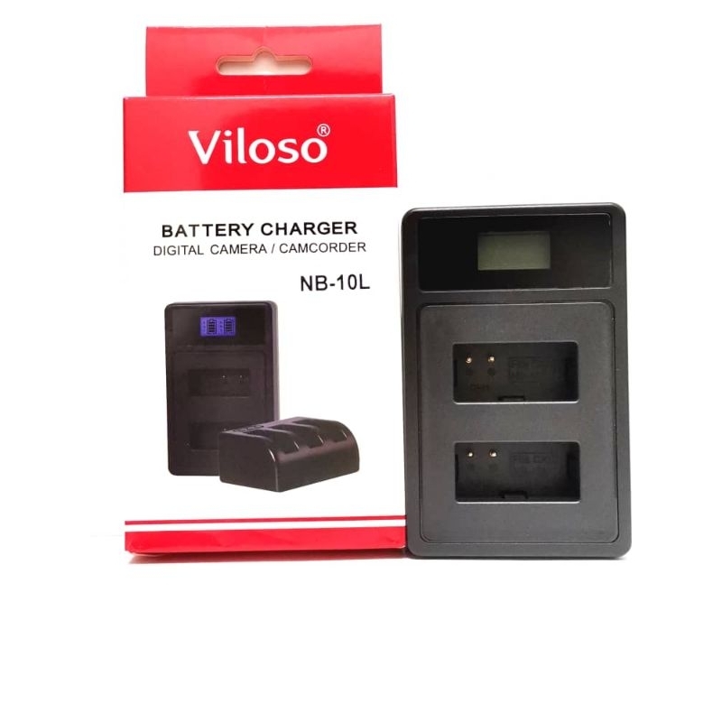 Viloso Canon NB-10L LCD Dual Charger with Type-C Cable & Lithium-Ion Camera Battery NB-10L ...