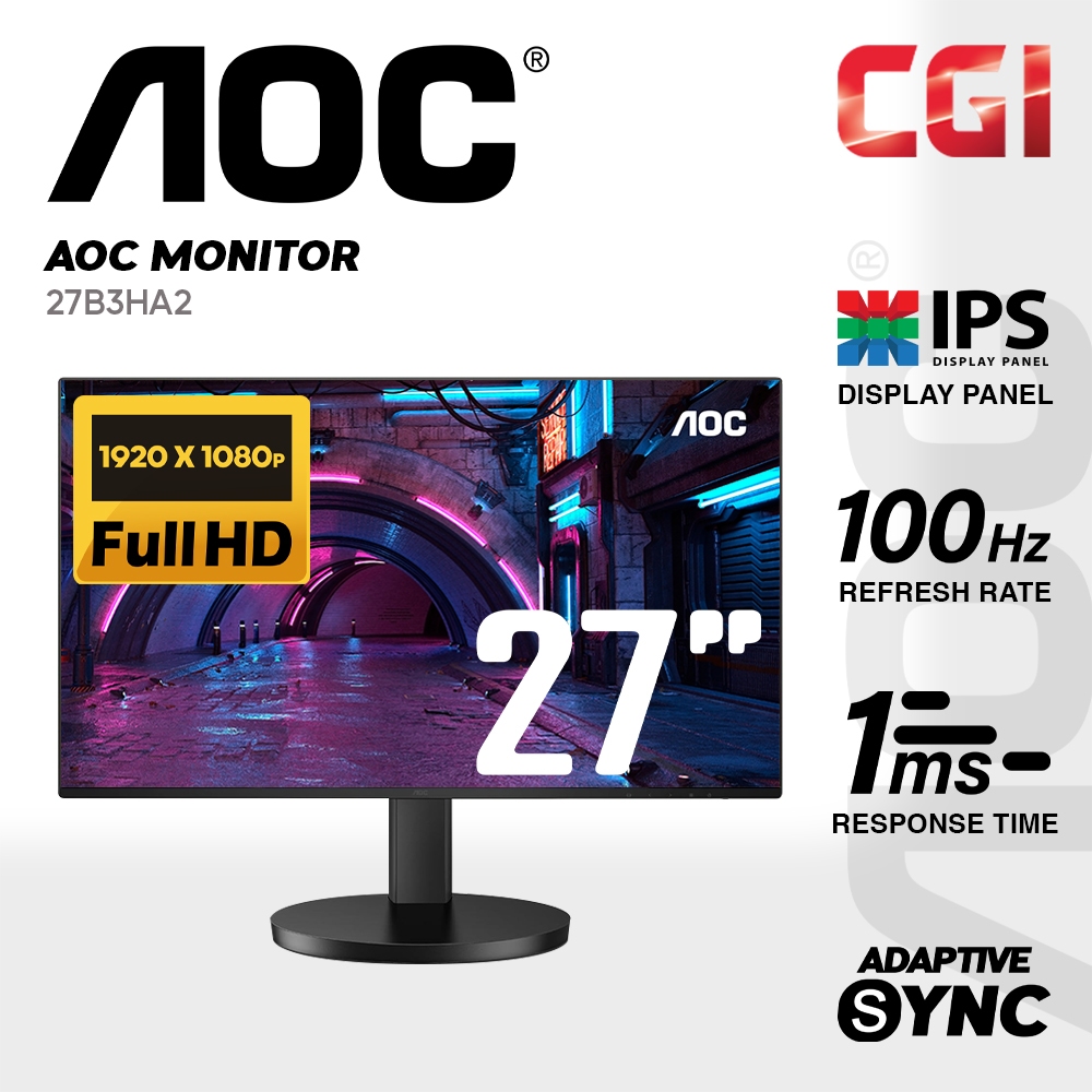 AOC 27"27B3HA2 IPS FHD Adaptive Sync 100Hz 1ms Build-In Speaker ...