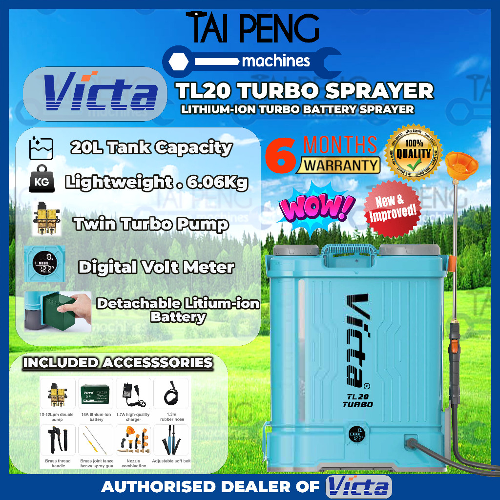 🔥Promo🔥 (New Model) Litium-Ion Victa Twin Pump TL20 Turbo Battery Sprayer 20L Battery Knapsack ...