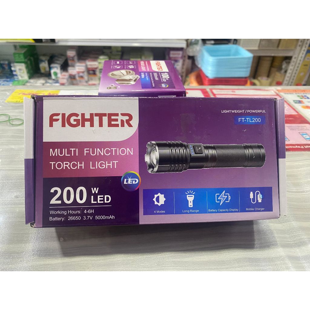 FIGHTER MULTI FUNCTION TORCH LIGHT 200W (LED) | Shopee Malaysia