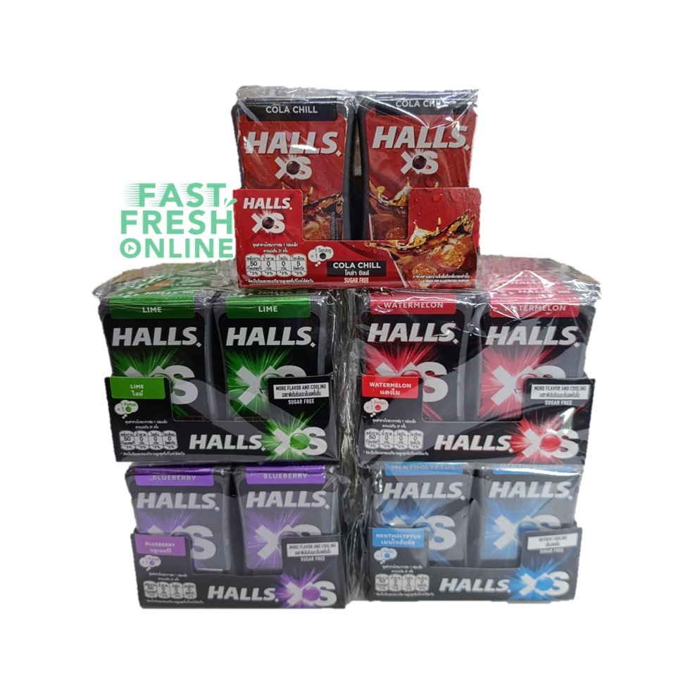 12x13.8G HALLS XS OUTER / WATERMELON / MENTHOLYPTUS / LIME / BLUEBERRY ...