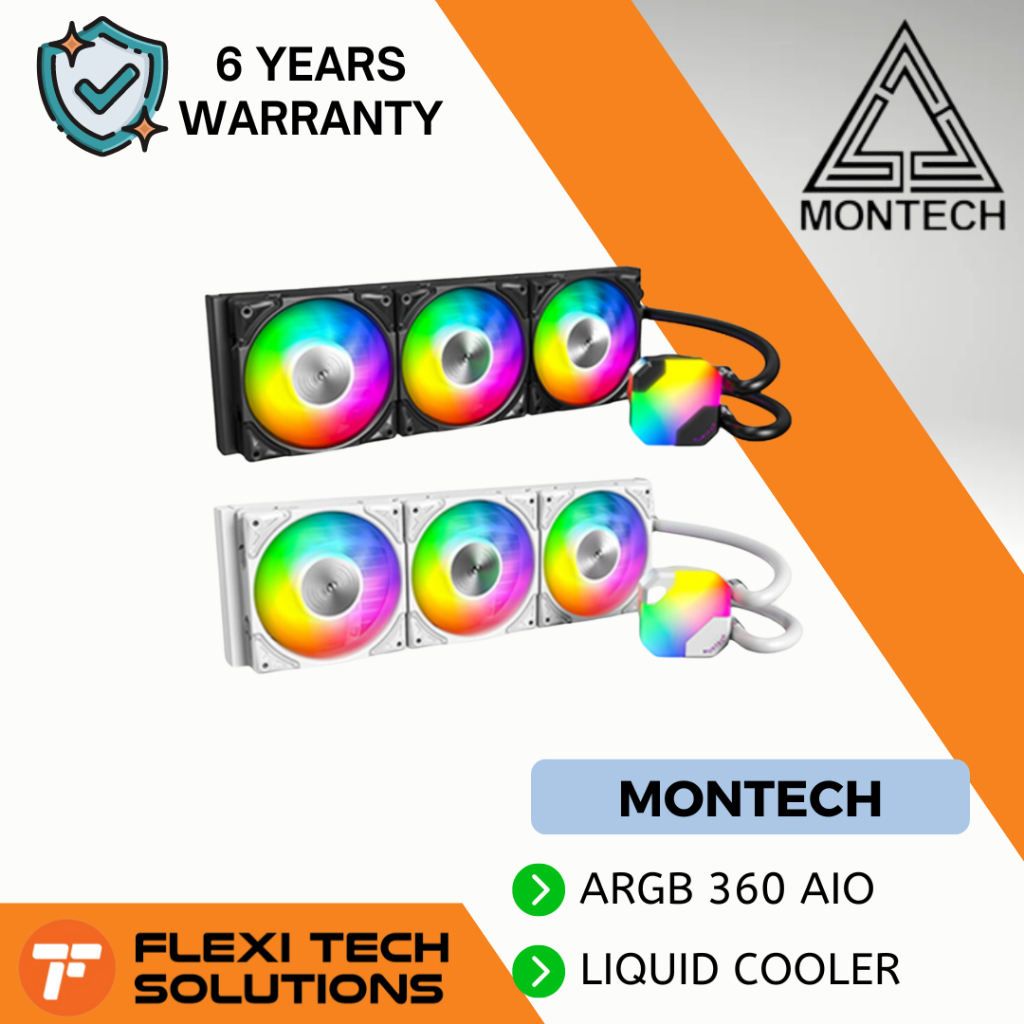 Flexi Tech MONTECH HyperFlow ARGB 360 AIO Liquid Cooler - Black & White | Shopee Malaysia