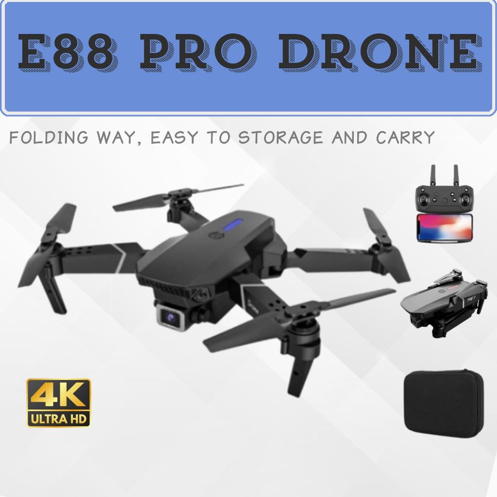 NEW E88 Quadcopter Foldable Portable Wi-Fi FPV Drones with 4K HD Camera ...