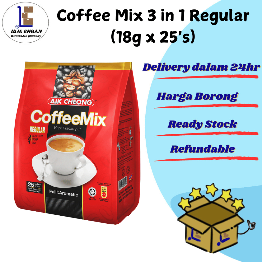 AIK CHEONG Coffee Mix 3 in 1 - Regular (18g x 25's) | Shopee Malaysia