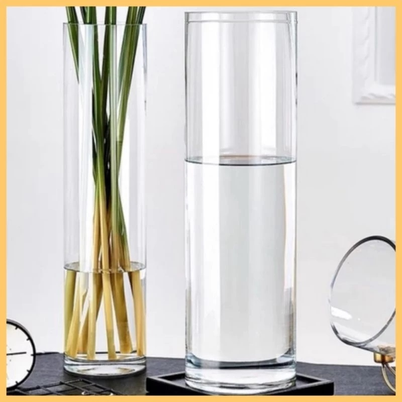 【FastShipping】CYLINDER Thick Transparent Tinggi Glass Vase Plant ...