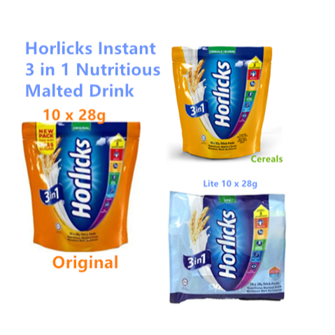 Horlicks 3 in 1 Nutritious Malted Drink (Original, Cereals, Lite) [Best ...