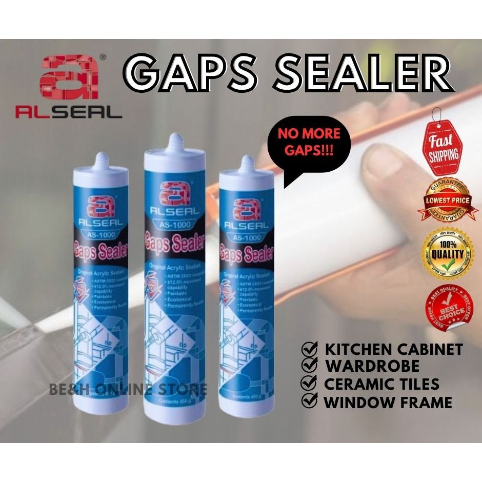 White Gaps Sealer Sealant Filler Alseal AS-1000 CEMENT KITCHEN CABINET ...