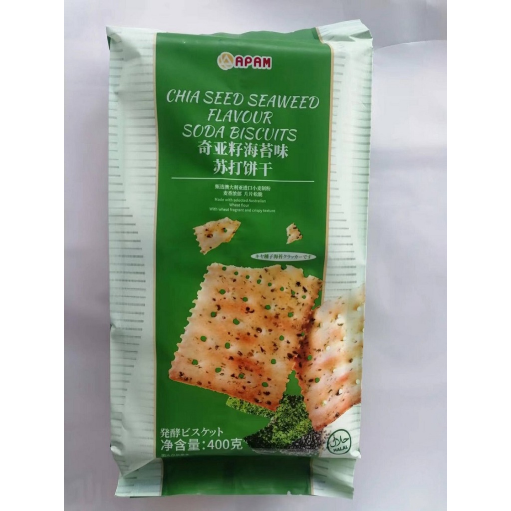 EXP:1/8/2026 Apam Chia Seed Seaweed Flavour Soda Biscuits 奇亚籽海苔味苏打饼干 ...