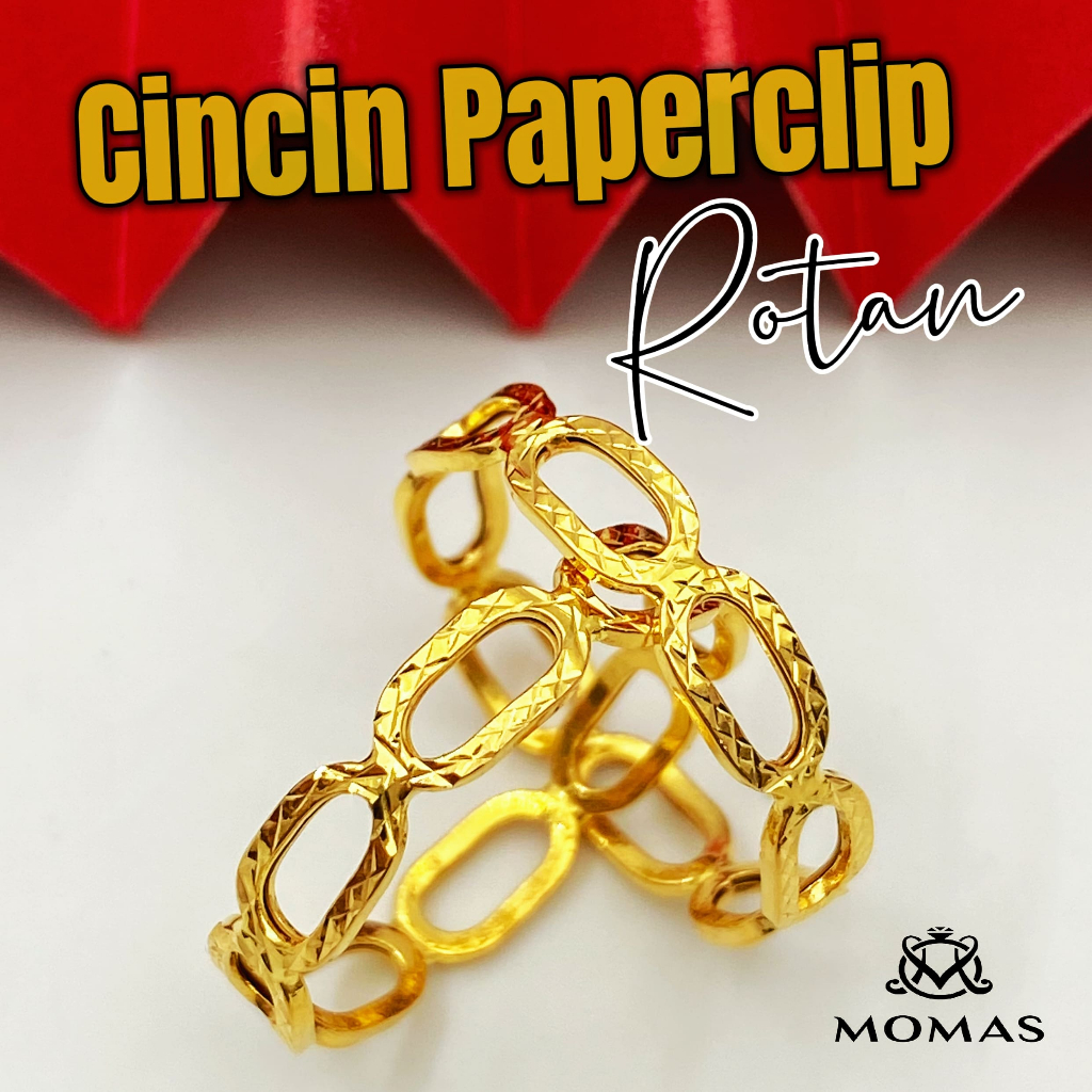 Cincin Paperclip Rotan Emas 916 Tulen Cincin Emas 916 Original Cincin ...