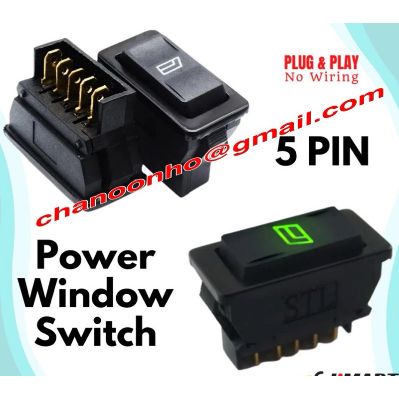 UNIVERSAL 5 PIN POWER WINDOW SWITCH Proton Saga Iswara Wira Kancil Van ...