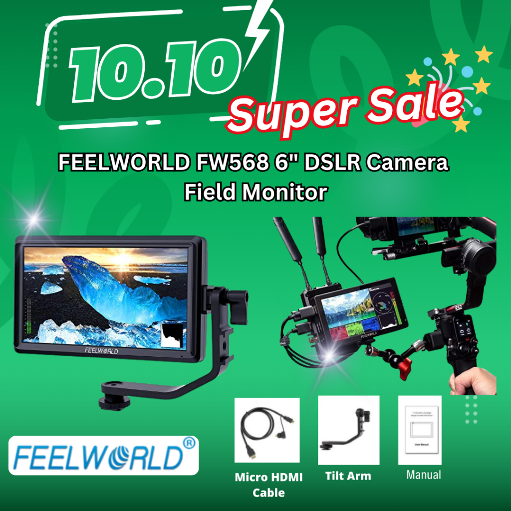 FEELWORLD FW568 V3 6 Inch 4K DSLR Camera Field Monitor IPS Full HD ...