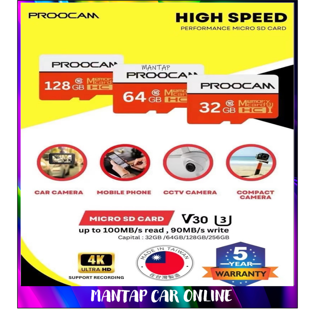 (SUPPORT 4K DVR) PROOCAM U3 V30 HC memory card Micro sd card Extreme ...