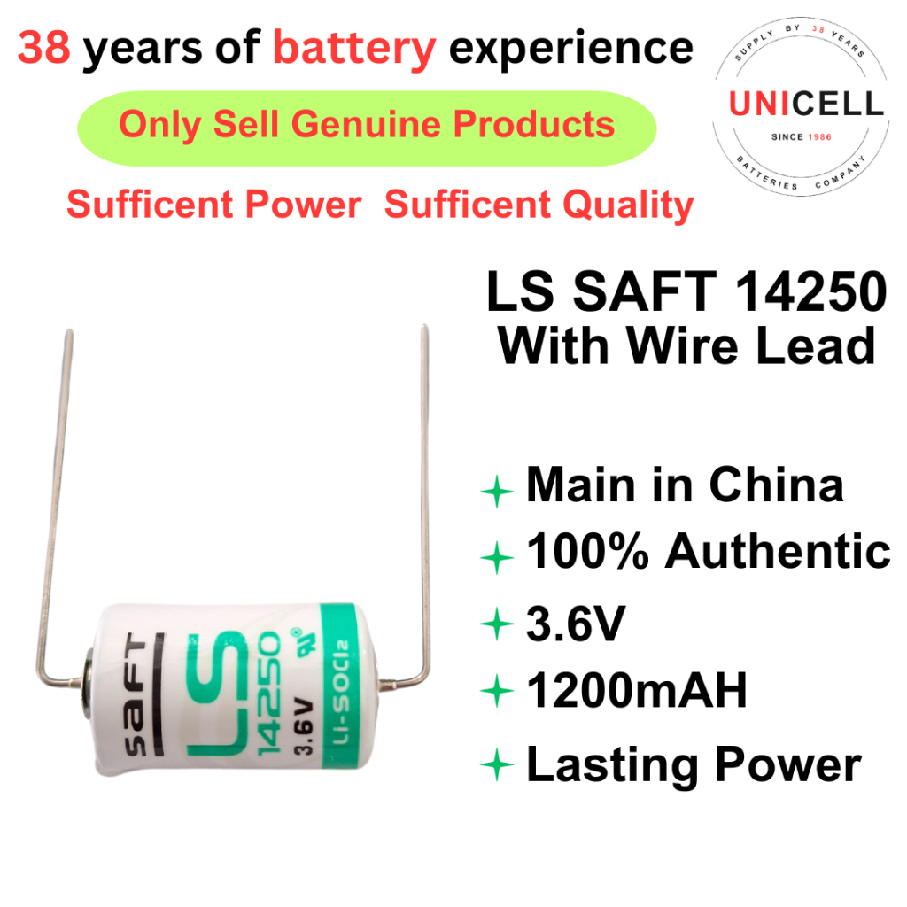 SAFT LS14250 With Wire Lead With Leg Battery Lithium 6V 1200mAh for PLC ...