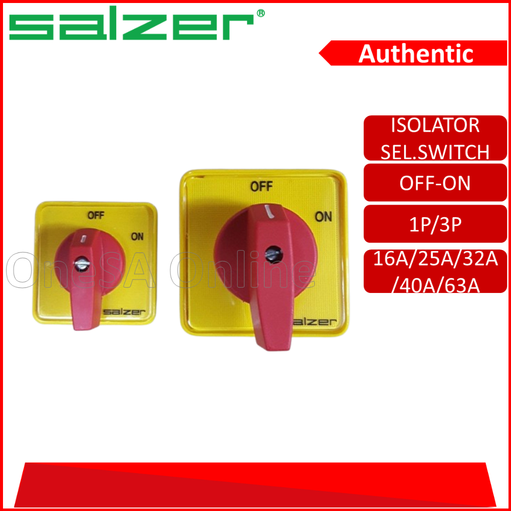 SALZER ISOLATOR SELECTOR SWITCH OFF-ON 63A 2P(S6361002-B03) | Shopee ...