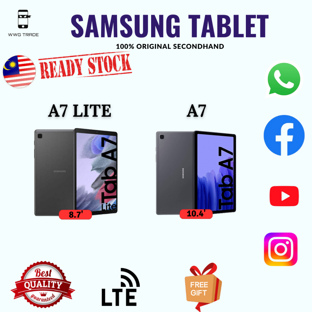 🔥 BEST SELLING | SAMSUNG TAB GALAXY A7 LITE T227 / A7 T500 CONDITION 95 ...