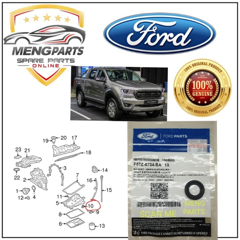 ORIGINAL FORD RANGER T6 T7 T8 ENGINE OIL PAN NUT GASKET OIL SUMP NUT ...