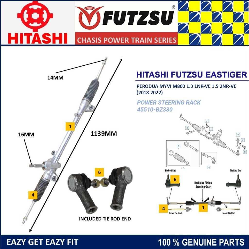 100% NEW POWER STEERING RACK FOR PERODUA MYVI M800 D20N 1.3 1NR-VE 1.5 ...