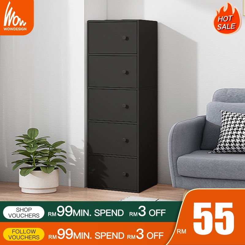Storage Cabinet With Doors 6 Tier Bertutup Storage Cabinet Black Rak ...