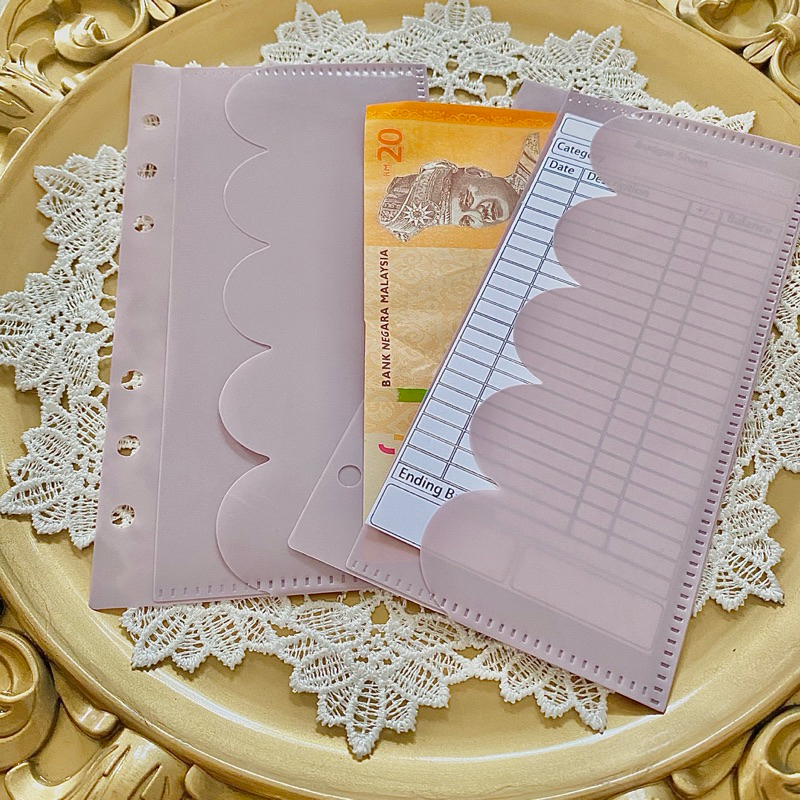 A6 SET OF 5PCS 2 WAYS DIVIDER PVC MONEY CASH ENVELOPE 6 RING BINDER ...