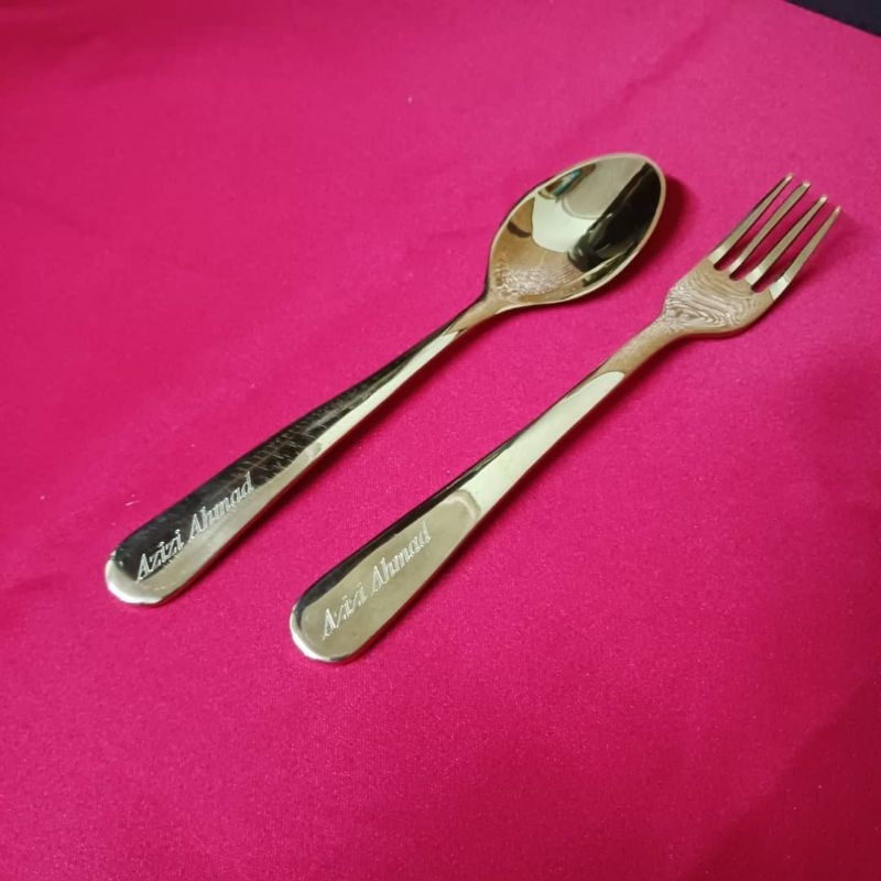 Sudu dan garfu tembaga buatan tangan handmade brass spoon and fork ...