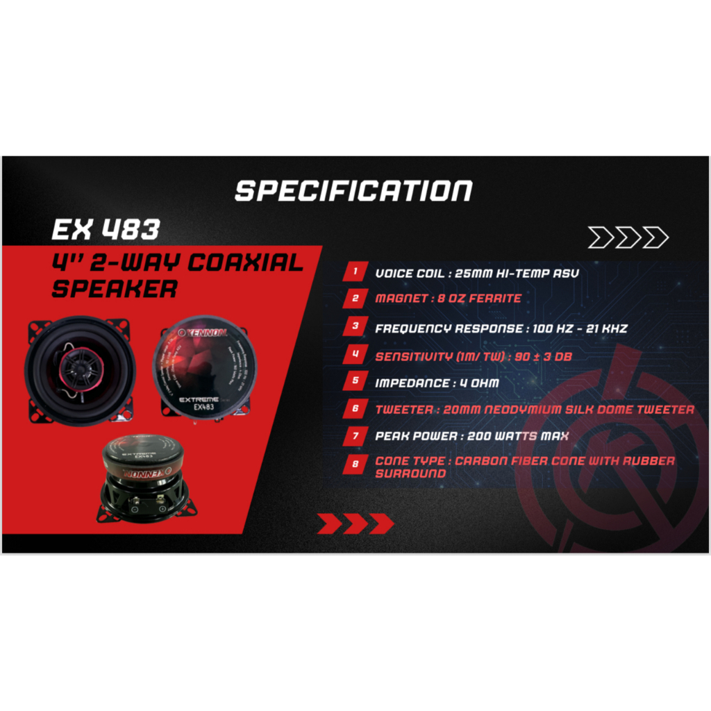 KENNON EXTREME SERIES EX483 - 4'' 2-WAY COAXIAL SPEAKER/Car Speaker ...