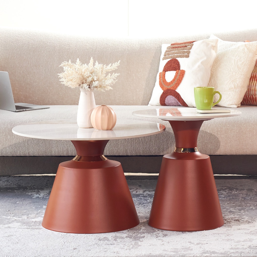 Set Meja Kopi Bulat GISELLE Modern Design Nesting Round Sintered Stone ...