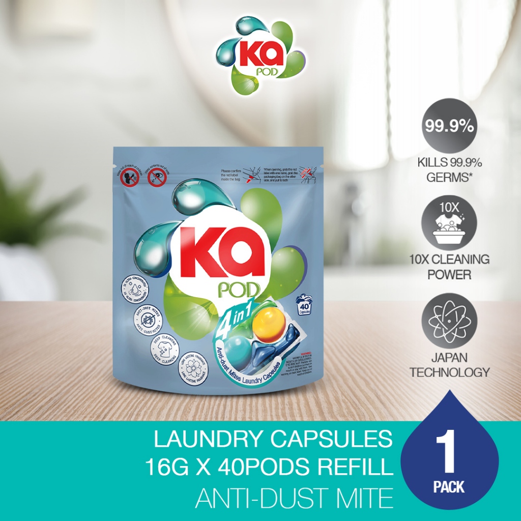 KA Laundry Capsules Anti-Dust Mite Refill Pack (16g x 40 Pcs) | Shopee ...