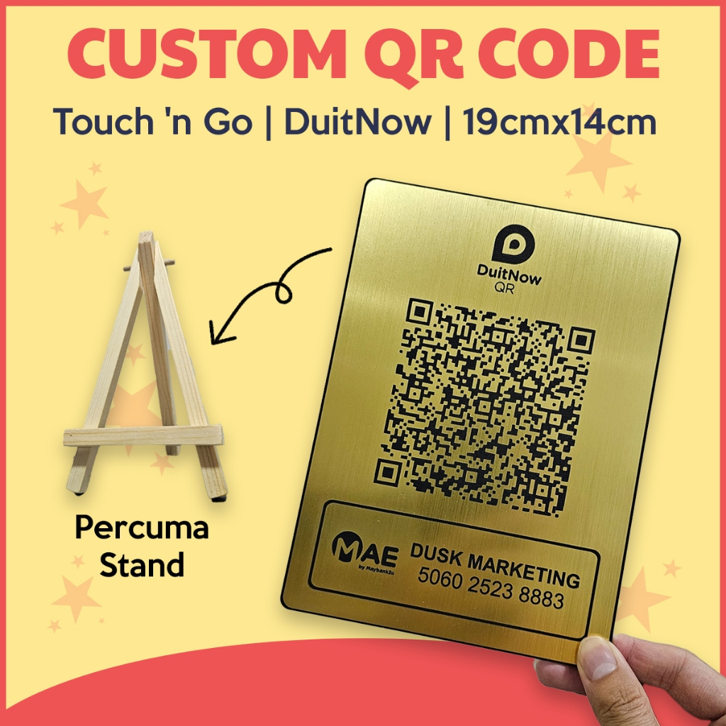 QR Code With Stand Custom Design DuitNow Scan Pay MAE Ewallet QR Kod ...
