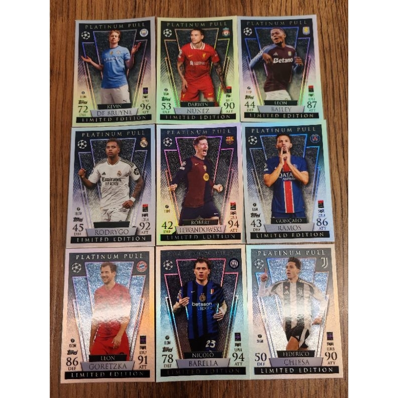Topps Match Attax UCL 2024/25 - Limited Edition Platinum Pull Cards (KDB, Nunez, Lewandowski ...