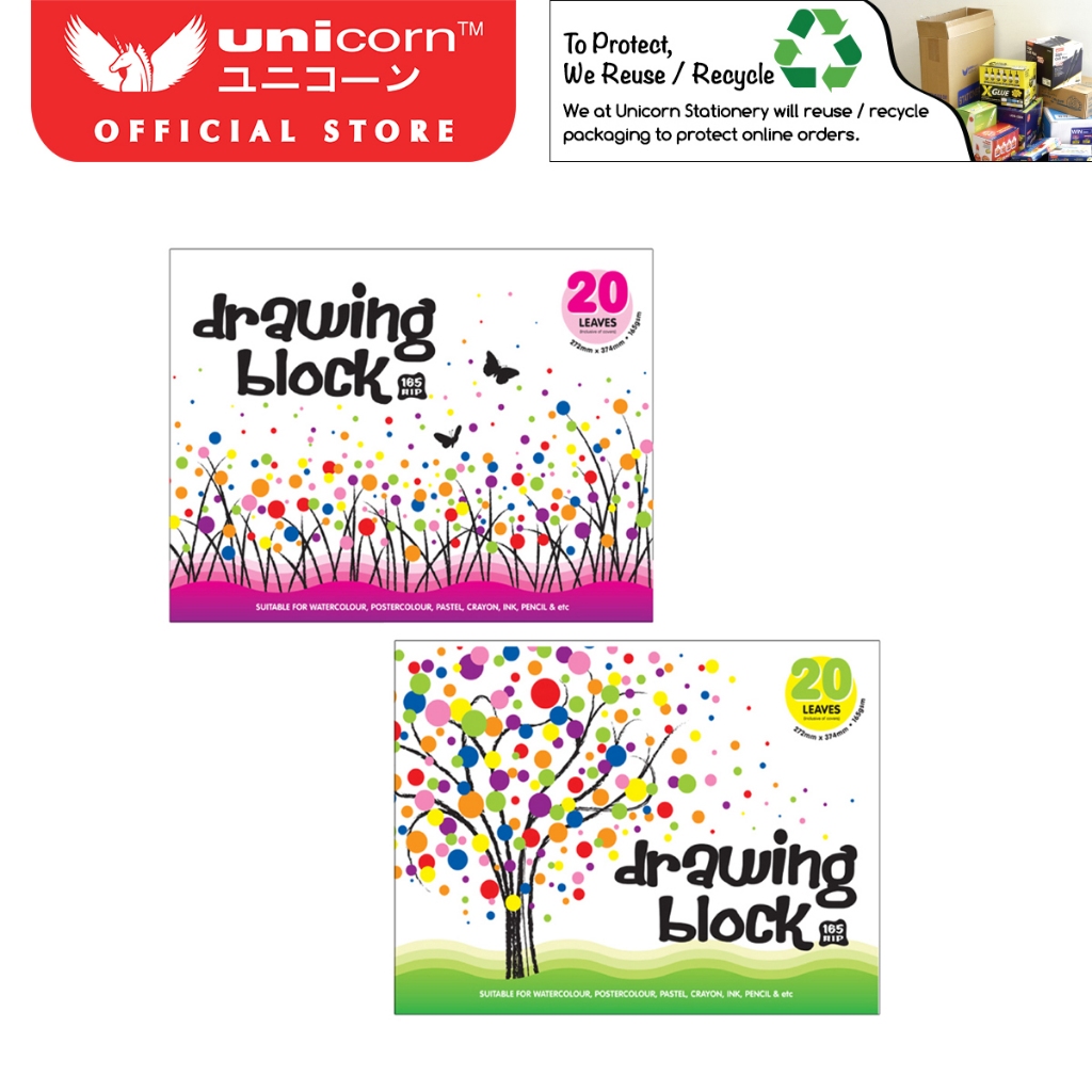 Unicorn 165gsm Drawing Block UDB-165GM 20'S With Free 1 Set Of Color ...