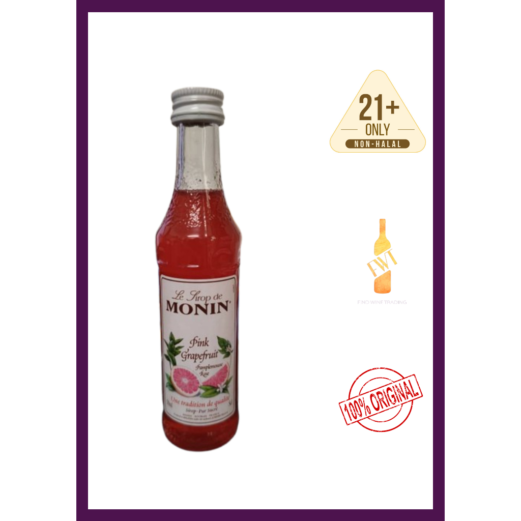 MONIN PINK GRAPE FRUIT SYRUP POMPLEMOUSSE ROSE FRANCE 50ML GLASS BTL ...