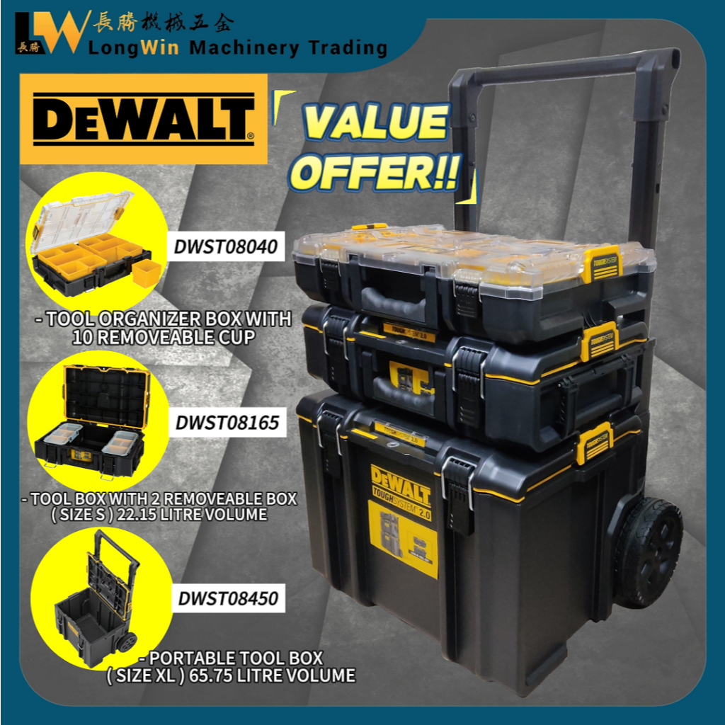 DEWALT Mega Toolbox Combo Set A 3 in 1 Portable Heavy Duty Water ...