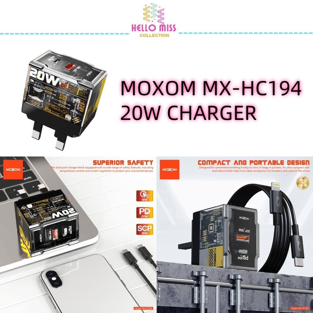 MOXOM MX-HC194 QC/SCP18W PD20W // MOXOM MX-HC196 GaN QC/SCP18W PD35W DARK EMPIRE TRAVEL CHARGER ...