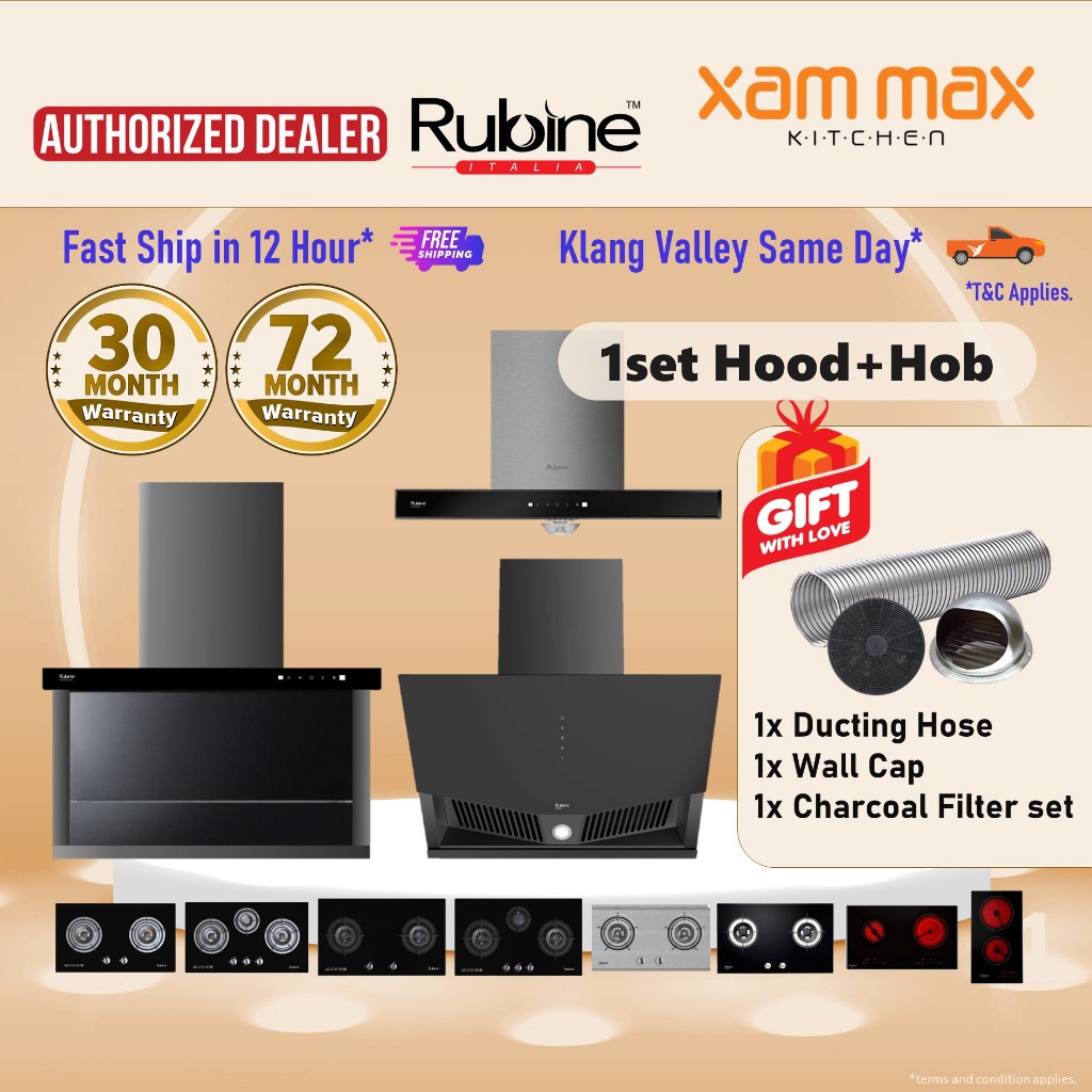 XAMMAX Cooker Hood+Gas Hob Set / Rubine / Boxline X / Sirocco X / Mark ...