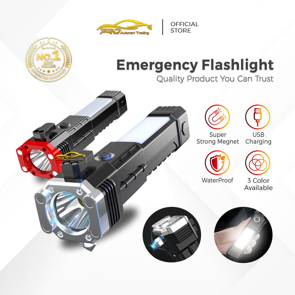 New Multifunctional Super Bright LED Flashlight Side Touch Light COB ...