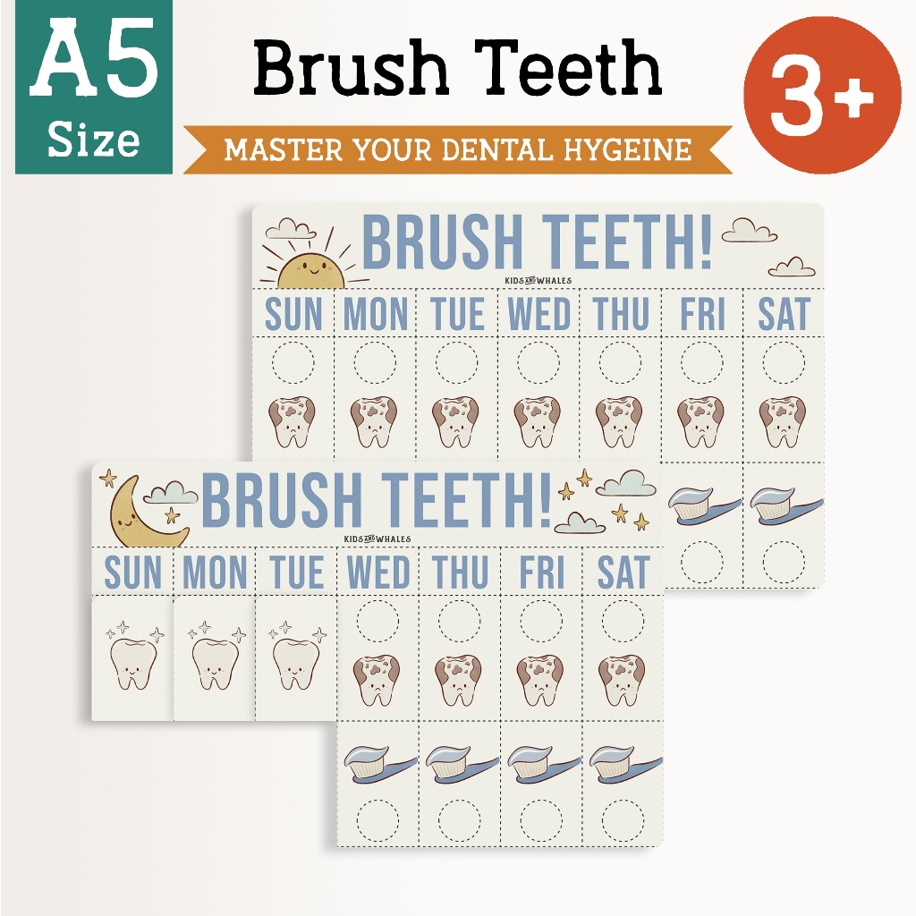 Kids Dental Routine Board Tooth Brushing Routine Gosok Gigi Rutin ...