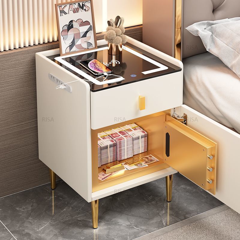 Smart Bedside Table With Safe Household With Lock Wireless Charging ...
