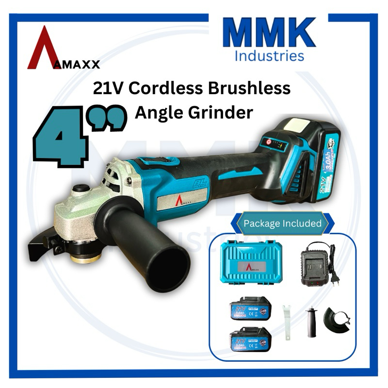AMAXX 21V Li-Ion Battery Cordless Angle Grinder Brushless Motor - 3.0AH ...