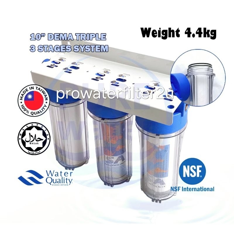 10" DEMA US Water Filter Triple Stages Housing (Come With SEDIMENT,UFD ...