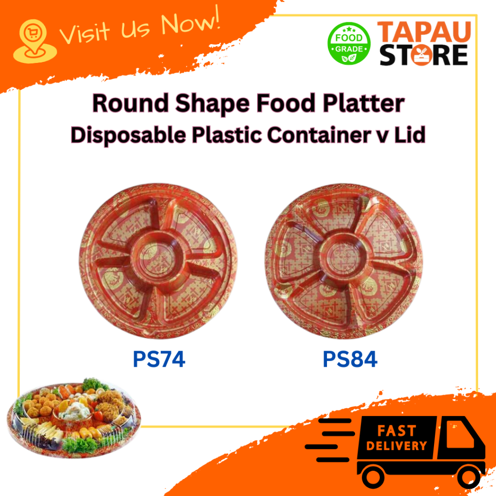Round Shape Food Platter Disposable Plastic Container with Lid | Shopee ...