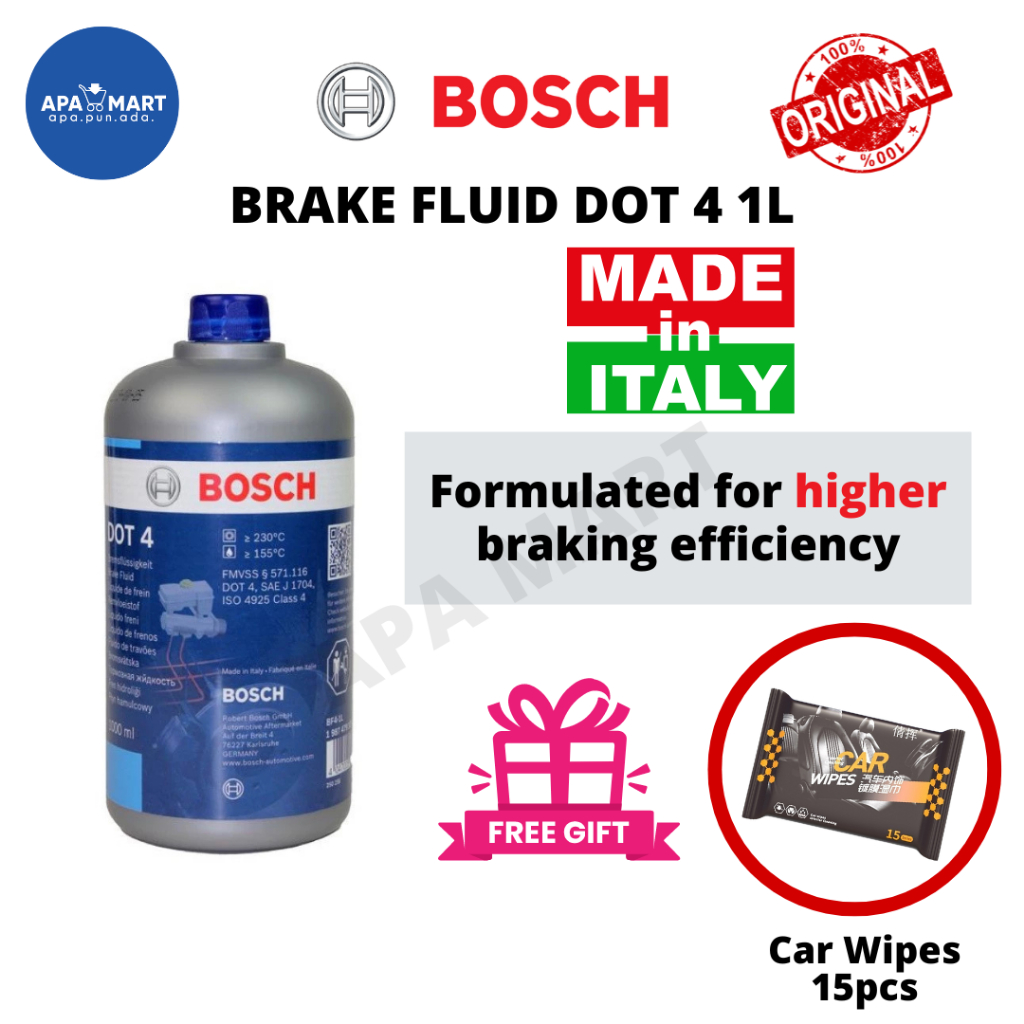 BOSCH Dot 4 Brake Fluid Brake Oil Minyak Brek 1L (Made in Italy ...