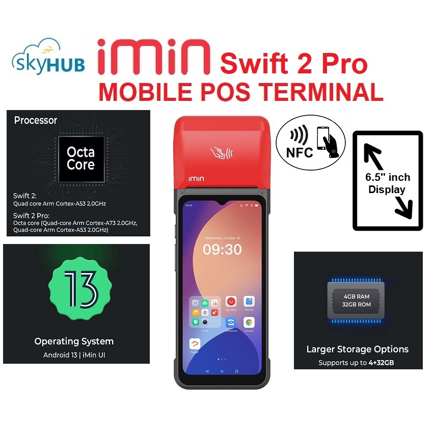 iMin Swift 2 / Swift 2 Pro WiFi Smart Mobile Terminal Handheld Machine With NFC (2GB+16GB / 4GB ...