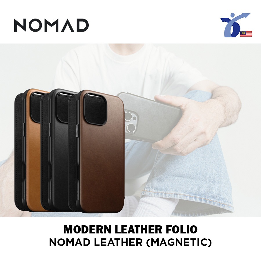 NOMAD Modern Leather Folio case compatible for i16 Series Nomad Leather ...