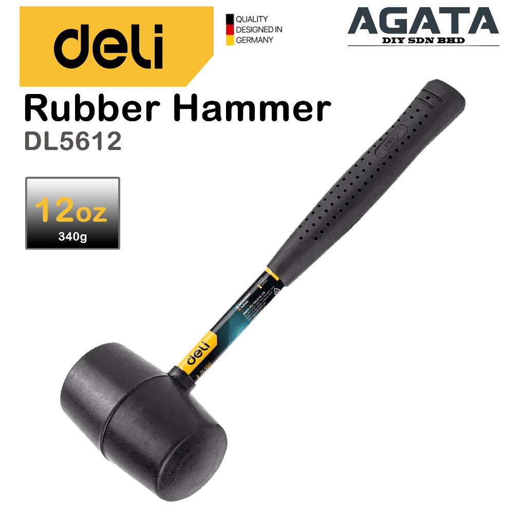 DELI Rubber Hammer 12oz DL5612 Rubber Mallet Hammer Double Faced Rubber ...