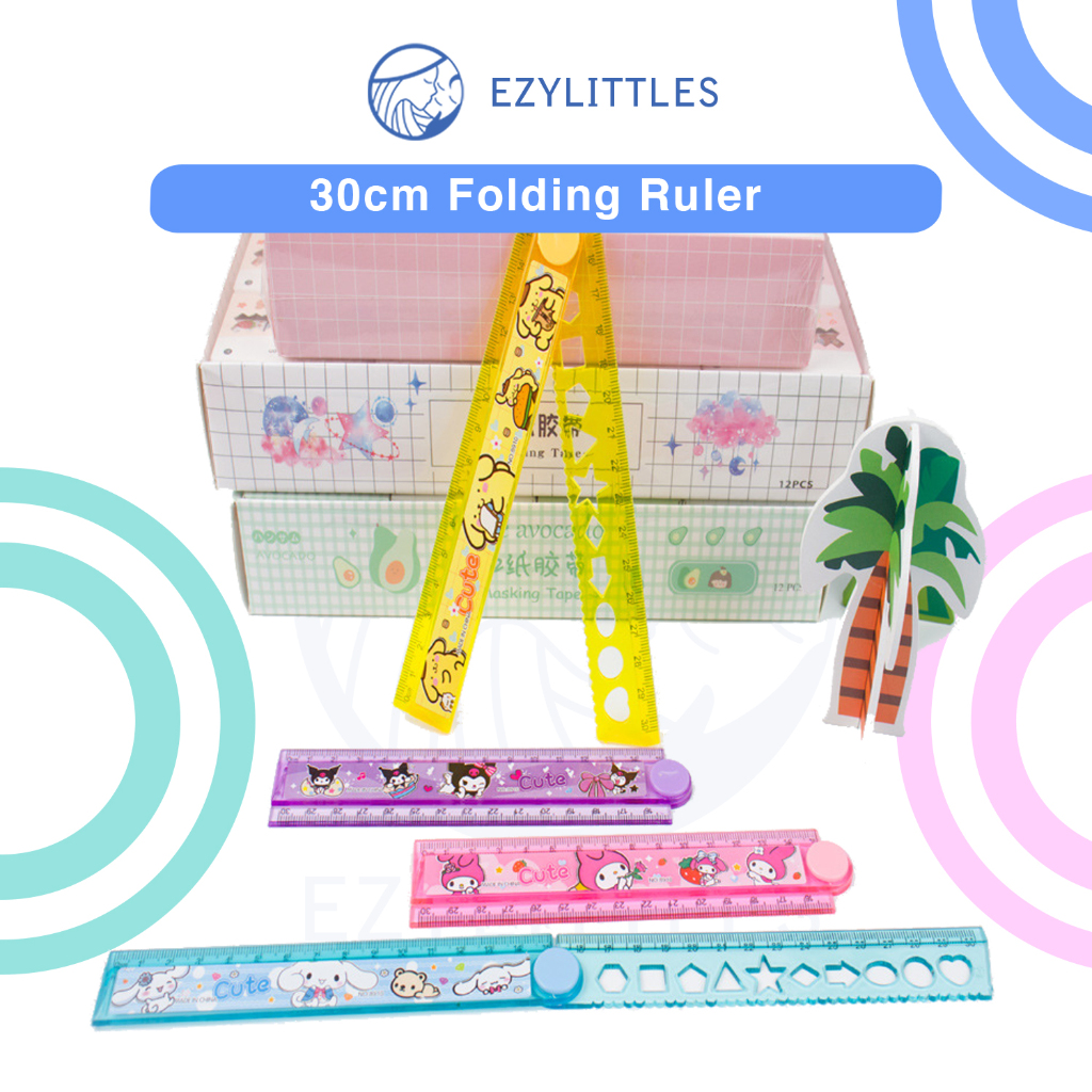EZYLITTLES 30cm Folding Ruler Pembaris LIpat Panjang School Office ...