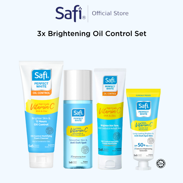 SAFI Perfect White Oil Control Brightening Skincare Set | Sunscreen ...