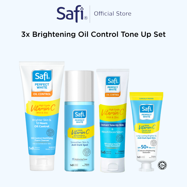 SAFI Perfect White Oil Control Tone Up Skincare Set | Vitamin C ...