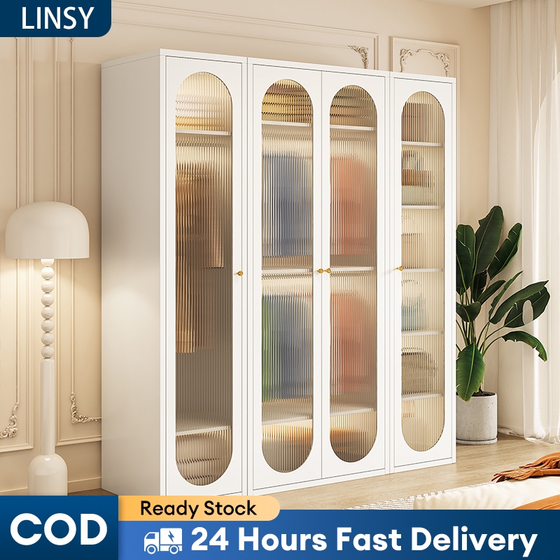 LINSY Single/Double Door Wardrobe Iron Vertical Wardrobe Adjustable ...